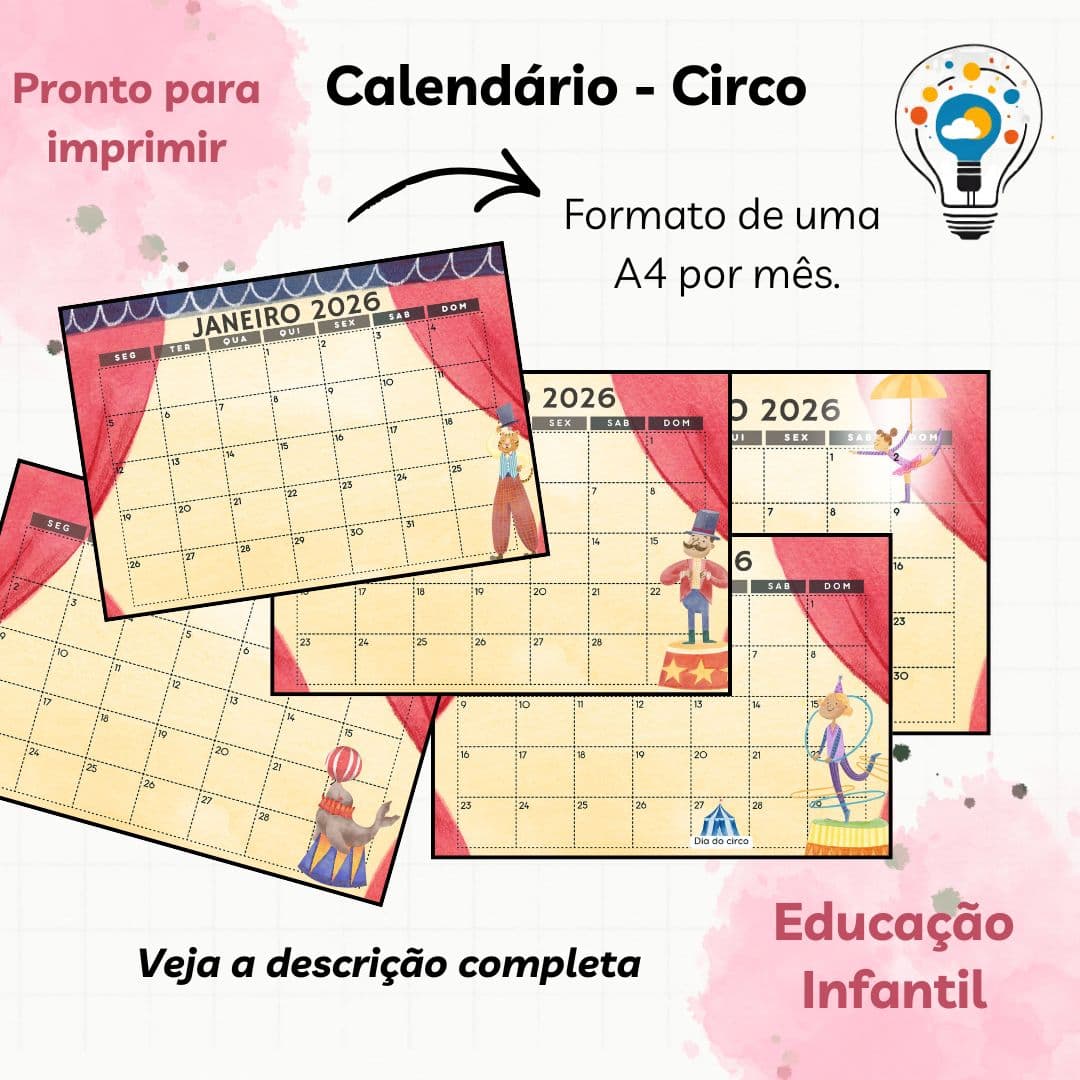 Calendário - Planner Circo 2026 | Tá Pronto