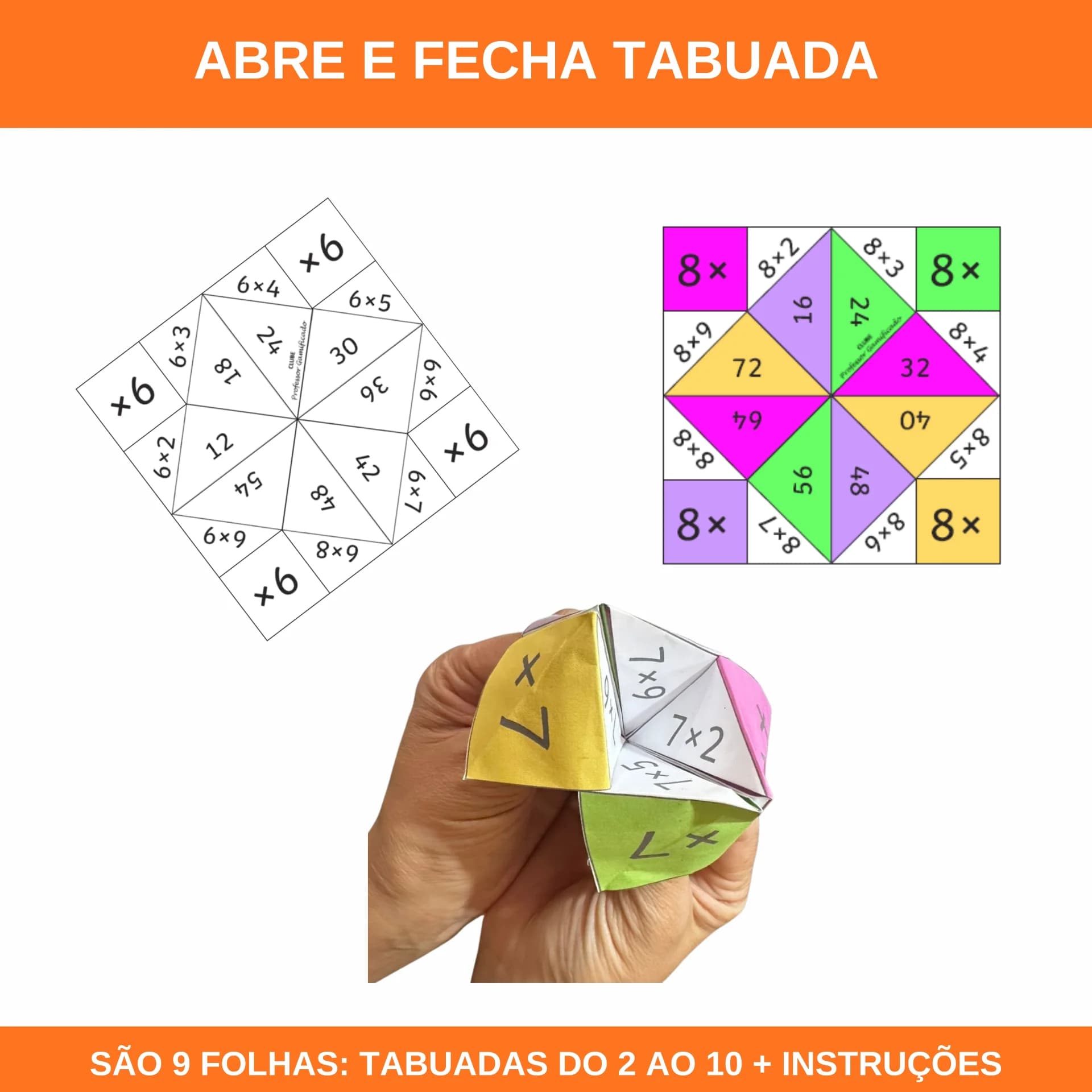 ABRE FECHA TABUADA / ORIGAMI DA TABUADA / TAB... | Tá Pronto